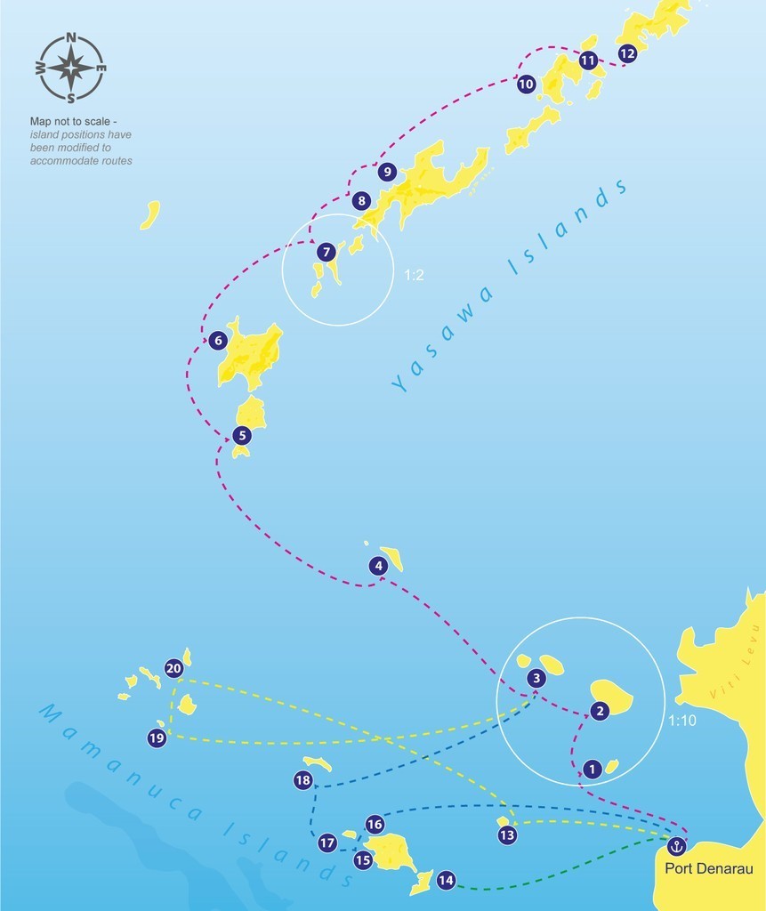 Yasawa & Mamanuca Islands Map - Fijibookings.com